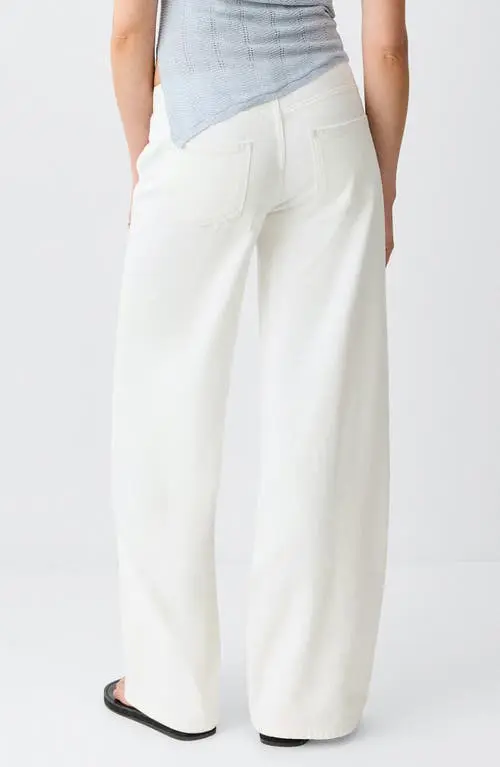 Mango Low Waist Wide Leg Jeans - Off White