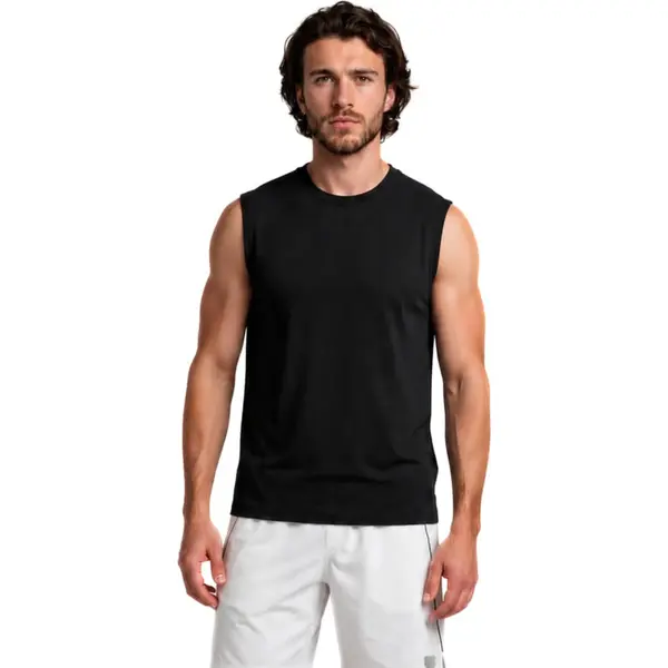 K-Swiss Performance Heathered Peached Jersey Muscle Tank - Black