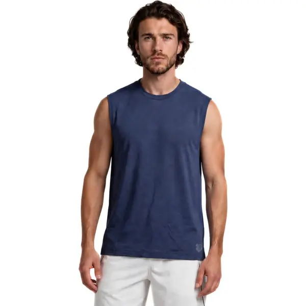 K-Swiss Performance Heathered Peached Jersey Muscle Tank - Peacoat