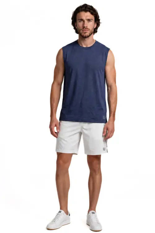 K-Swiss Performance Heathered Peached Jersey Muscle Tank - Peacoat