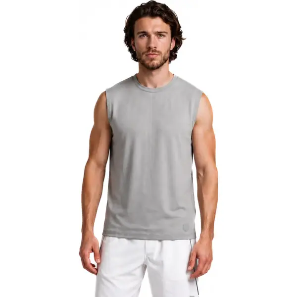 K-Swiss Performance Heathered Peached Jersey Muscle Tank - Quiet Gray