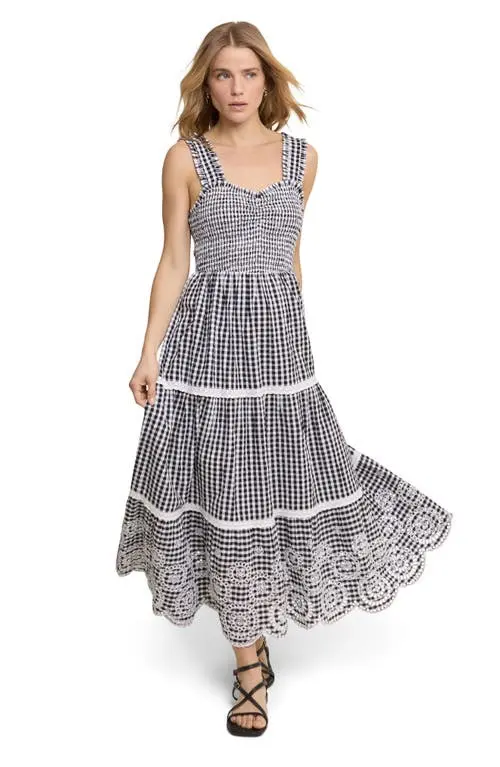 NOBODY'S CHILD Darla Check Lace Sleeveless Maxi Dress