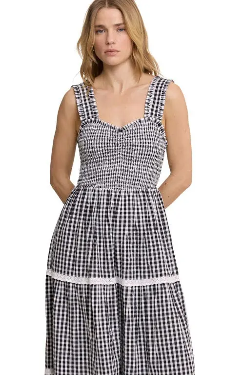 NOBODY'S CHILD Darla Check Lace Sleeveless Maxi Dress