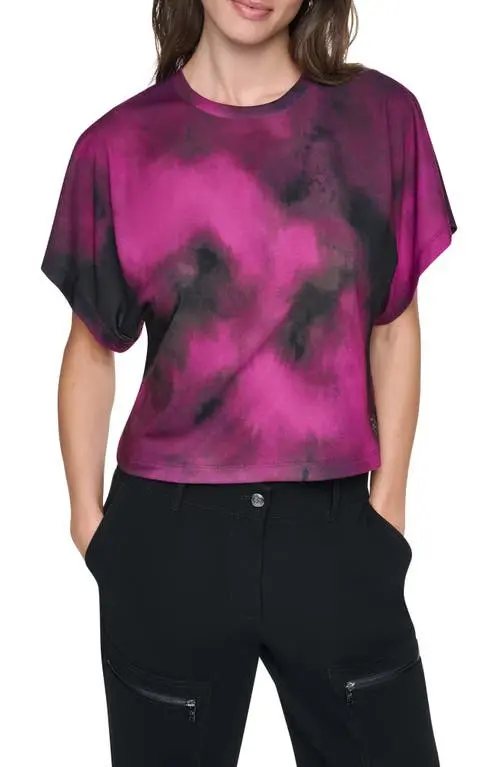 Dkny Printed Dolman Sleeve Top - Raspbrry