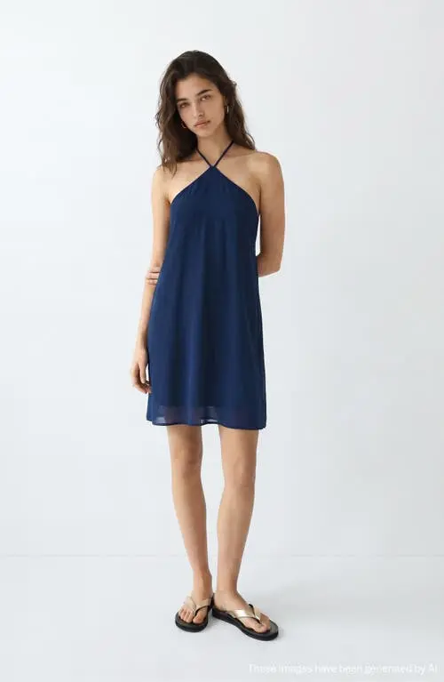 Mango Textured Halter Minidress