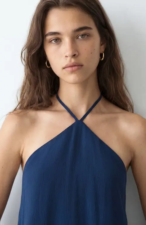 Mango Textured Halter Minidress