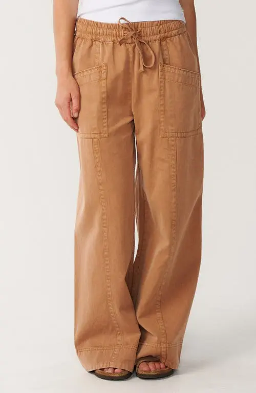 Rip Curl Bossa Nova Cotton Twill Drawstring Wide Leg Pants - Brown