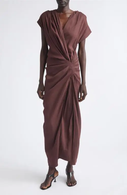 Proenza Schouler Bettina Stretch Organic Linen Blend Midi Dress - Espresso