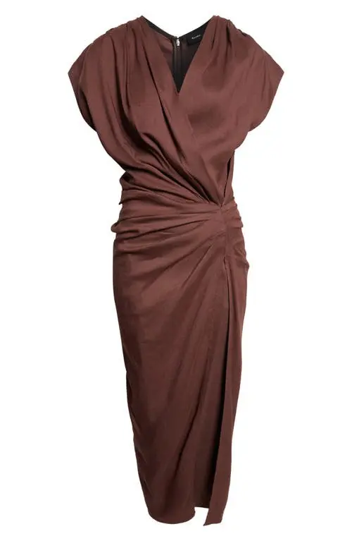 Proenza Schouler Bettina Stretch Organic Linen Blend Midi Dress - Espresso