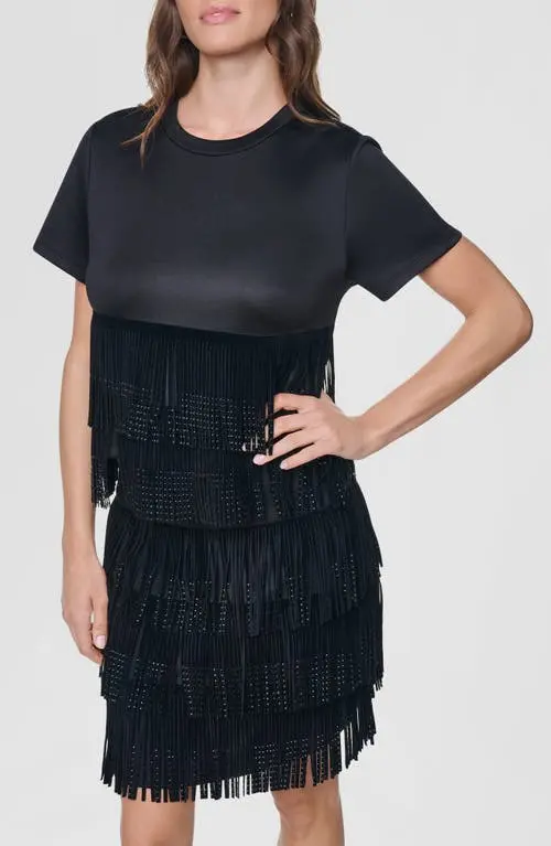 Dkny Rhinestone Embellished Fringe Dress