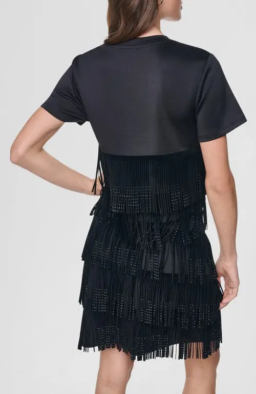 Dkny Rhinestone Embellished Fringe Dress