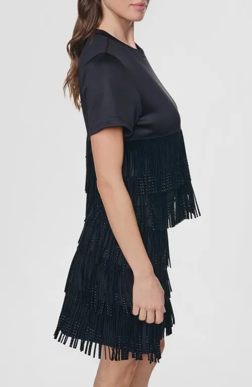 Dkny Rhinestone Embellished Fringe Dress