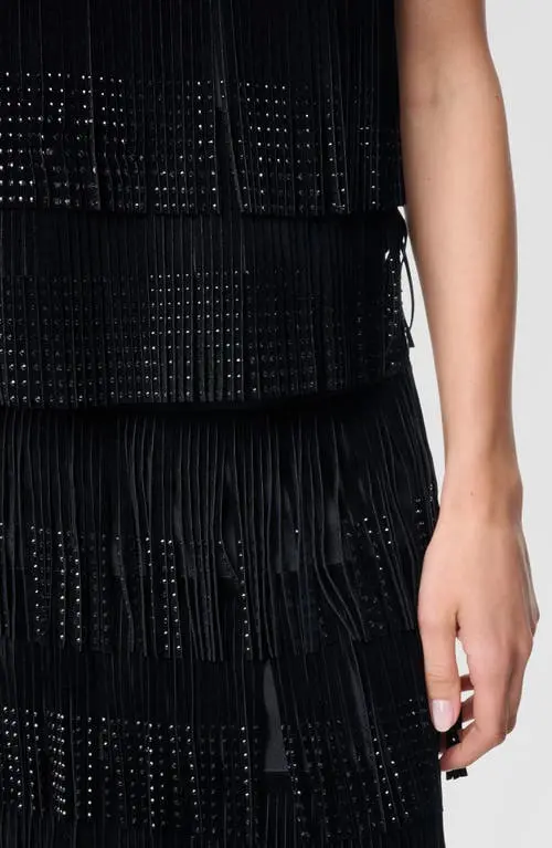Dkny Rhinestone Embellished Fringe Dress
