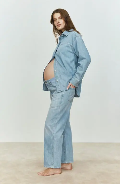 DL1961 Maternity Hepburn High Waist Wide Leg Jeans - Beachfront Aura