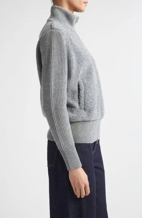 Herno Mixed Media Wool Rib & Curly Fleece Cardigan