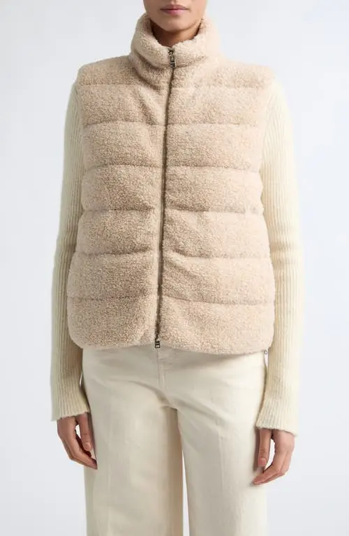 Herno Mixed Media Wool Rib & Curly Fleece Cardigan