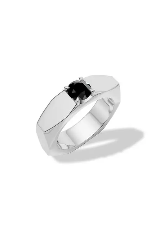 Off-White Hex Nut Lab Grown Diamond Solitaire Ring