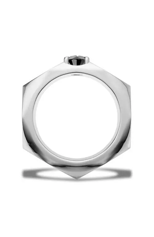 Off-White Hex Nut Lab Grown Diamond Solitaire Ring