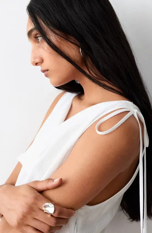 Mango Draped Fluid Dress With Cowl Neck - Off White