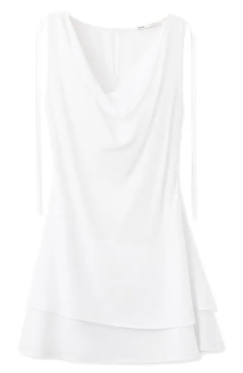 Mango Draped Fluid Dress With Cowl Neck - Off White