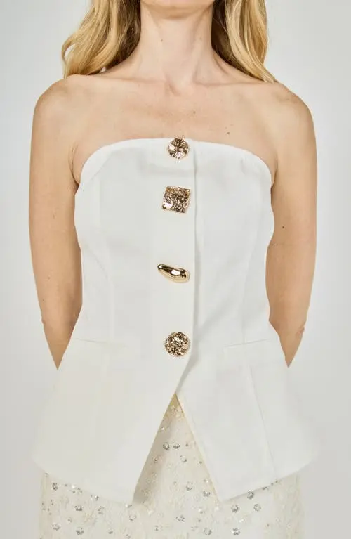 Endless Rose Button Detail Strapless Top