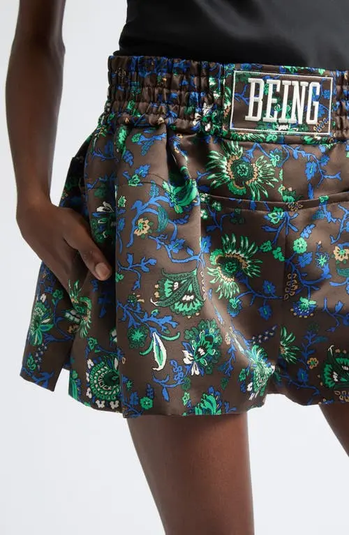 Sacai Floral Print Satin Shorts