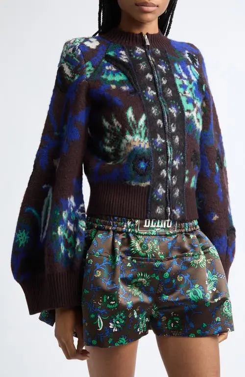Sacai Floral Print Satin Shorts
