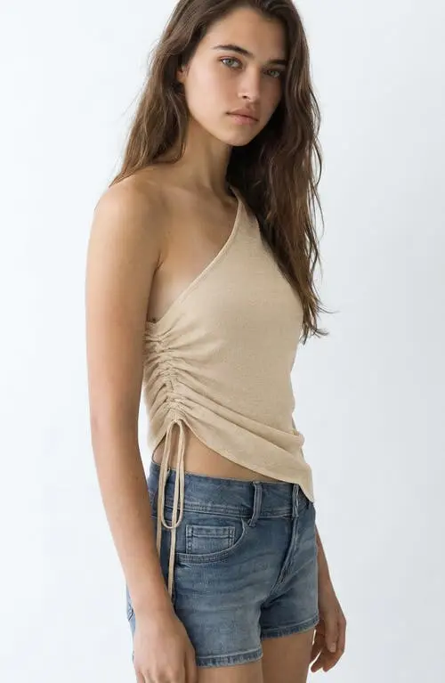 Mango Asymmetric Metallic Sleeveless Top