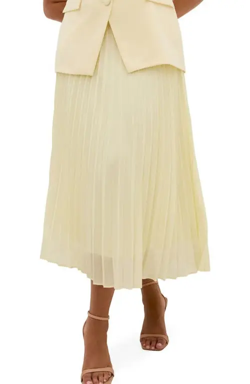 City Chic Pleated Chiffon Maxi Skirt - Lemon Drop