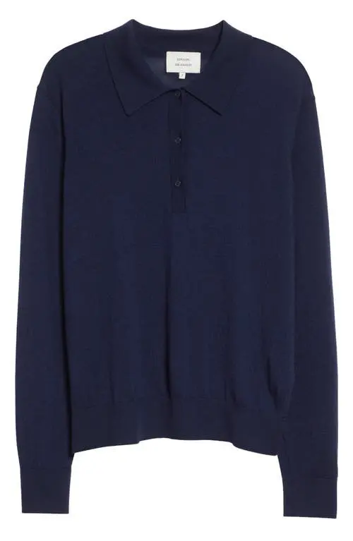 Loulou De Saison Miles Long Sleeve Cashmere Polo Sweater - Navy