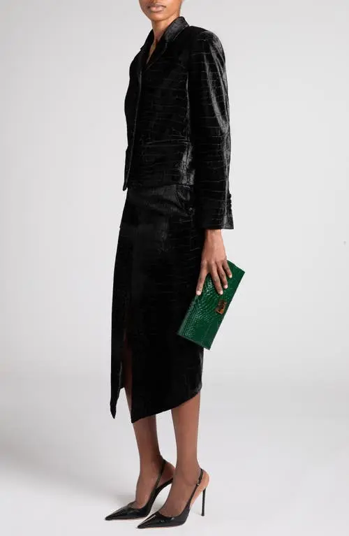 TOM FORD Crocodile Devoré Velvet Skirt