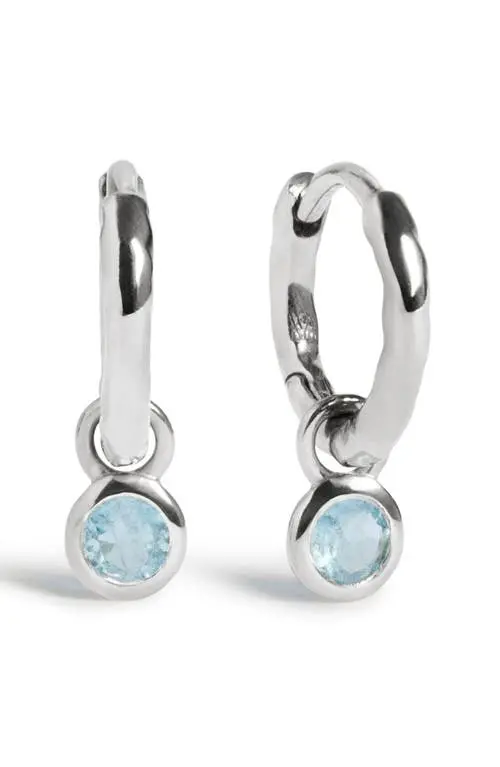 Monica Vinader Birthstone Huggie Hoop Earrings With Gemstone - Sterling Silver/aqua