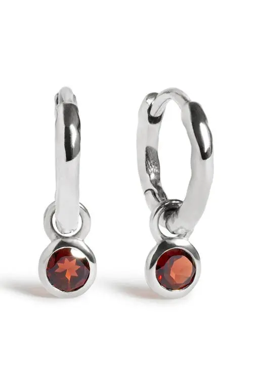 Monica Vinader Birthstone Huggie Hoop Earrings With Gemstone - Sterling Silver/garnet