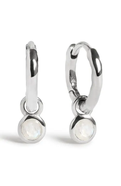 Monica Vinader Birthstone Huggie Hoop Earrings With Gemstone - Sterling Silver/moon