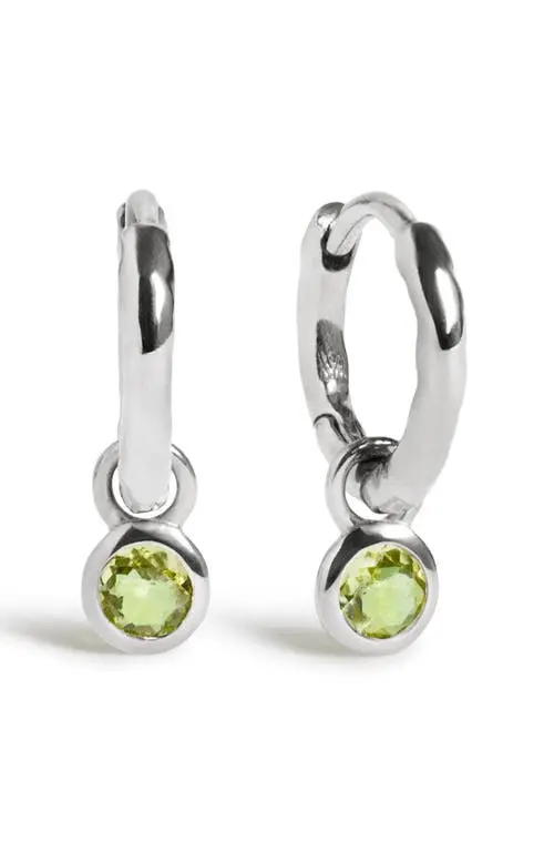 Monica Vinader Birthstone Huggie Hoop Earrings With Gemstone - Sterling Silver/peridot