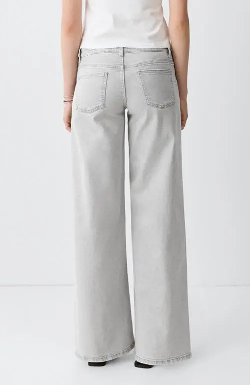 Mango Low Waist Wide Leg Jeans - Denim Grey