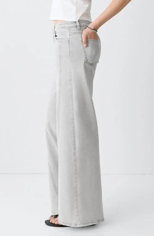 Mango Low Waist Wide Leg Jeans - Denim Grey