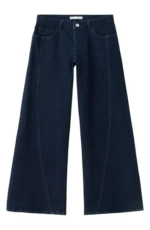 Mango Low Waist Wide Leg Jeans - Open Blue