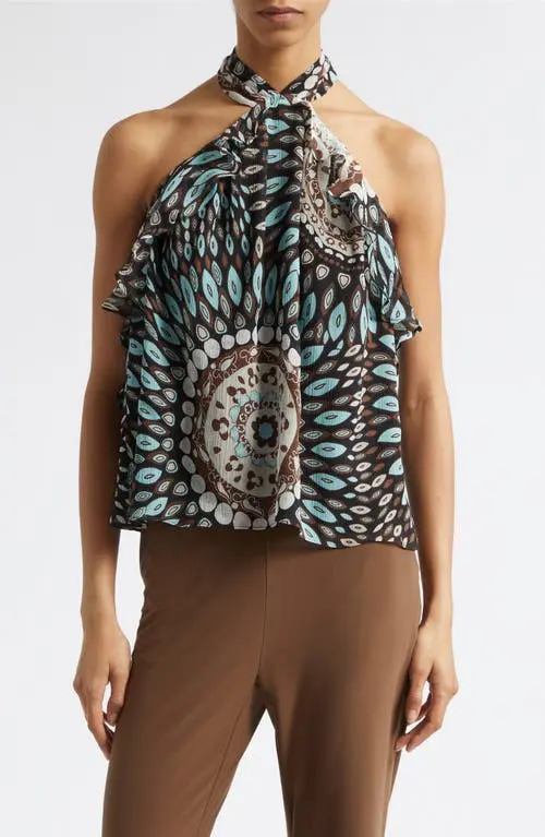 Ramy Brook Palma Talia Silk Chiffon Halter Top - Multi Medallion