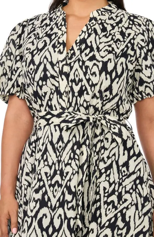 Vince Camuto Ikat Print Puff Sleeve A-line Minidress