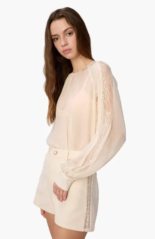 Cami Nyc Milagros Silk Chiffon Lace Panel Blouse
