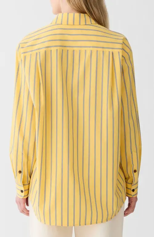 Lafayette 148 New York Striped Cotton Oversized Boyfriend Shirt