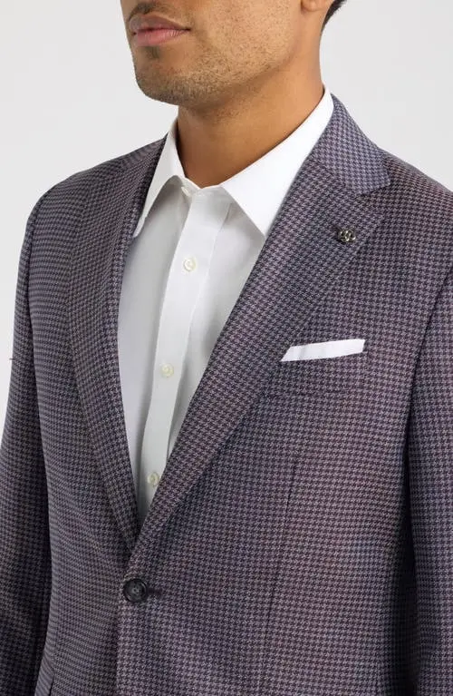 BOSS Hutson Slim Fit Purple Houndstooth Virgin Wool Sport Coat