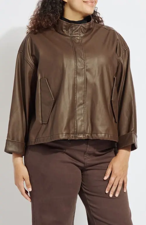 Lyssé Mina Oversized Faux Leather Jacket - Truffle