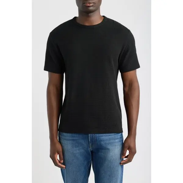 FRAME Textured Cotton Jacquard T-shirt - Black