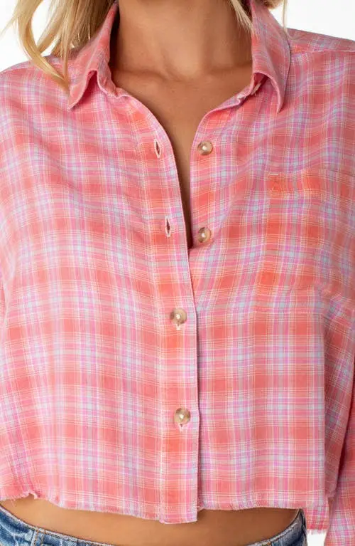 Roxy Rockford Plaid Crop Button-up Shirt