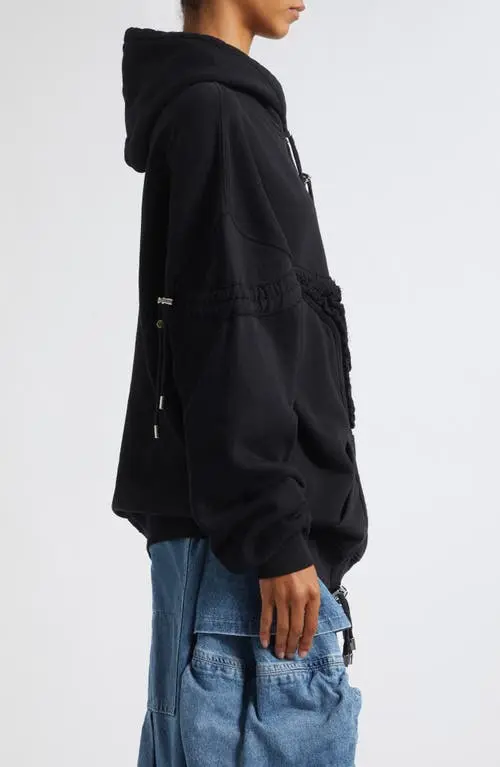Collina Strada Soft Star Drawstring Ruched Cotton Hoodie