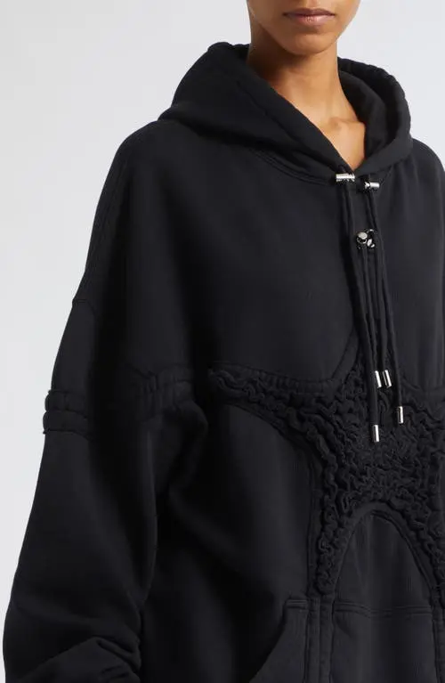Collina Strada Soft Star Drawstring Ruched Cotton Hoodie