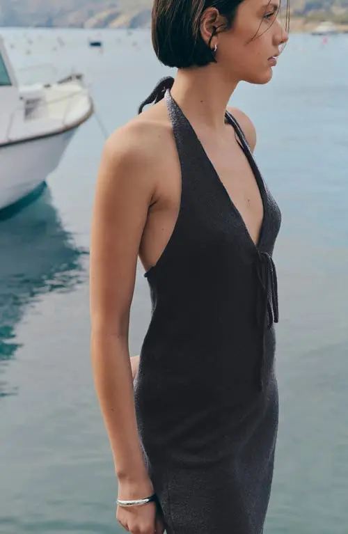 Mango Knit Halter Minidress With Bow Detail