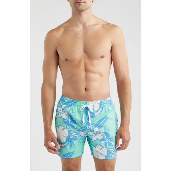 CHUBBIES The Baja Breezies 5.5 Classic Lined Swim Trunks - Teal - Pattern Based